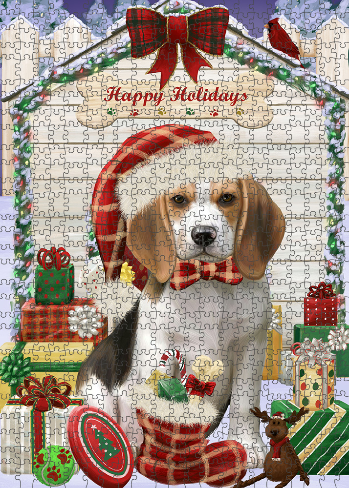 Christmas Dog Cat with Presents Pet Jigsaw Puzzle with Photo Tin 500pcs ...