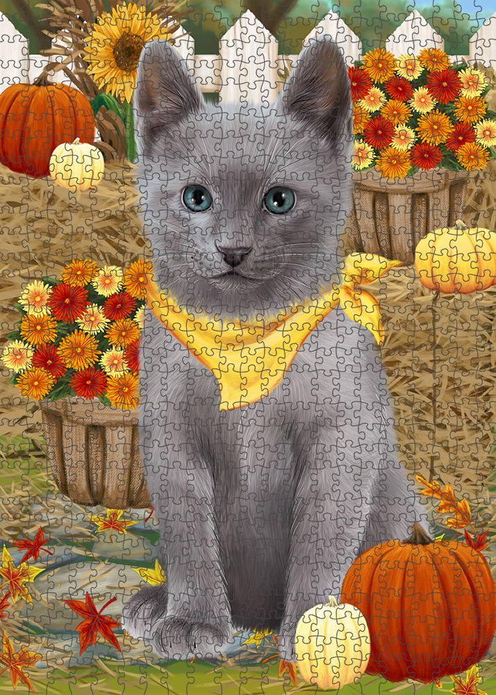 Fall Autumn Greeting Dog Cat Pet Jigsaw Puzzle with Photo Tin 1000 Pc ...