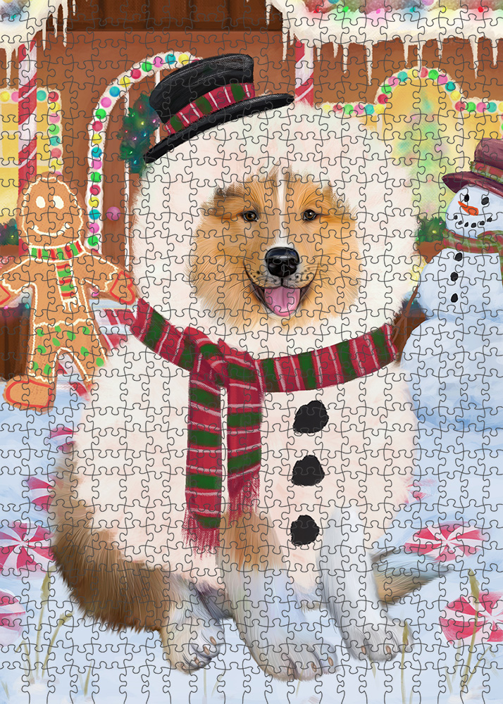 Christmas Gingerbread Snowman Dog Cat Pet Photo Jigsaw Puzzle with ...