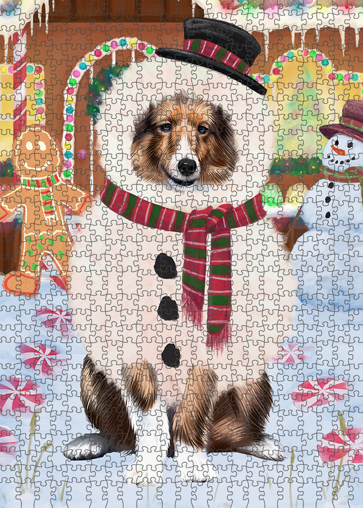 Christmas Gingerbread Snowman Dog Cat Pet Photo Jigsaw Puzzle with ...
