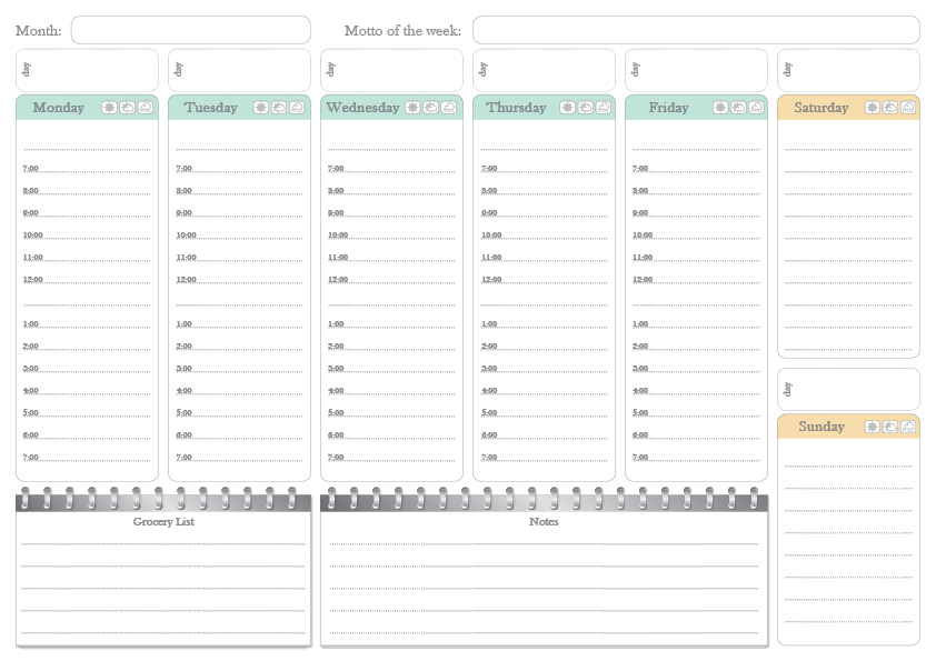 Printable Weekly Planner Print Cut Paste Craft 