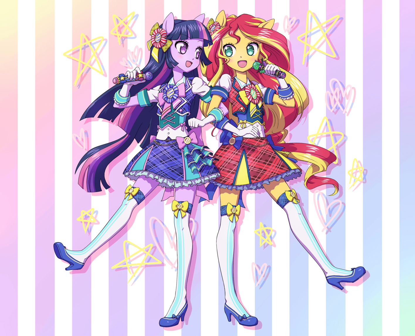sunset shimmer and twilight sparkle (equestria girls) drawn by pimmy - Bronibooru