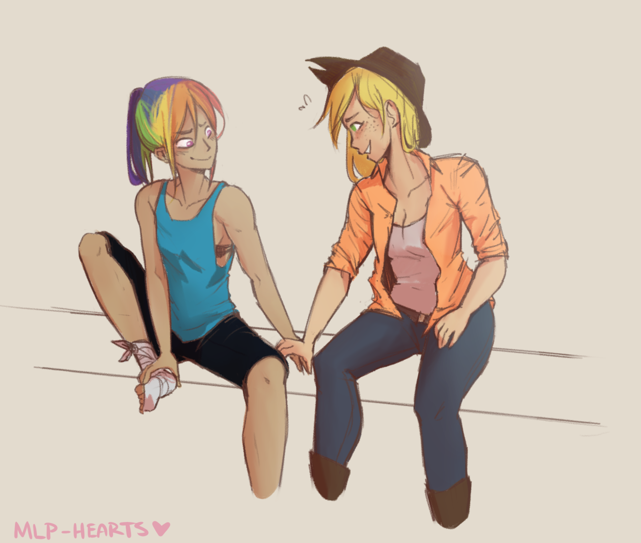 Applejack And Rainbow Dash Drawn By Anekipacman Bronibooru