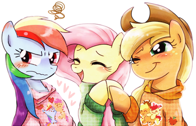 applejack, fluttershy, and rainbow dash drawn by ichigoaimin - Bronibooru