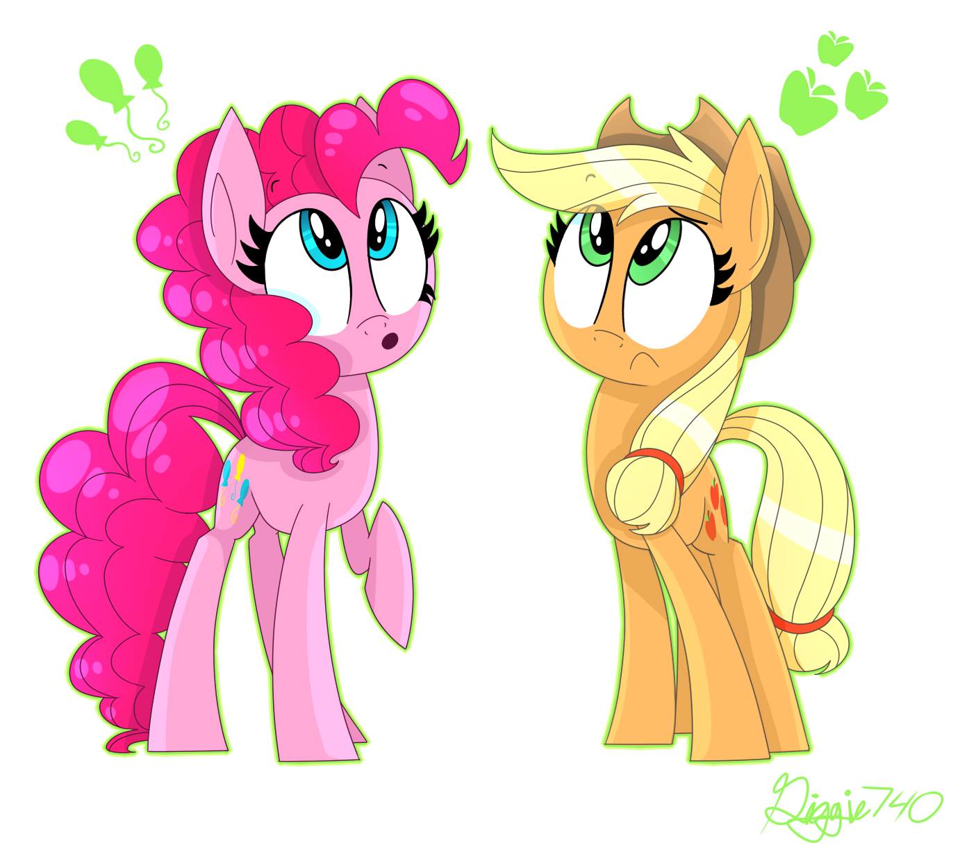 applejack and pinkie pie drawn by siggie740 - Bronibooru