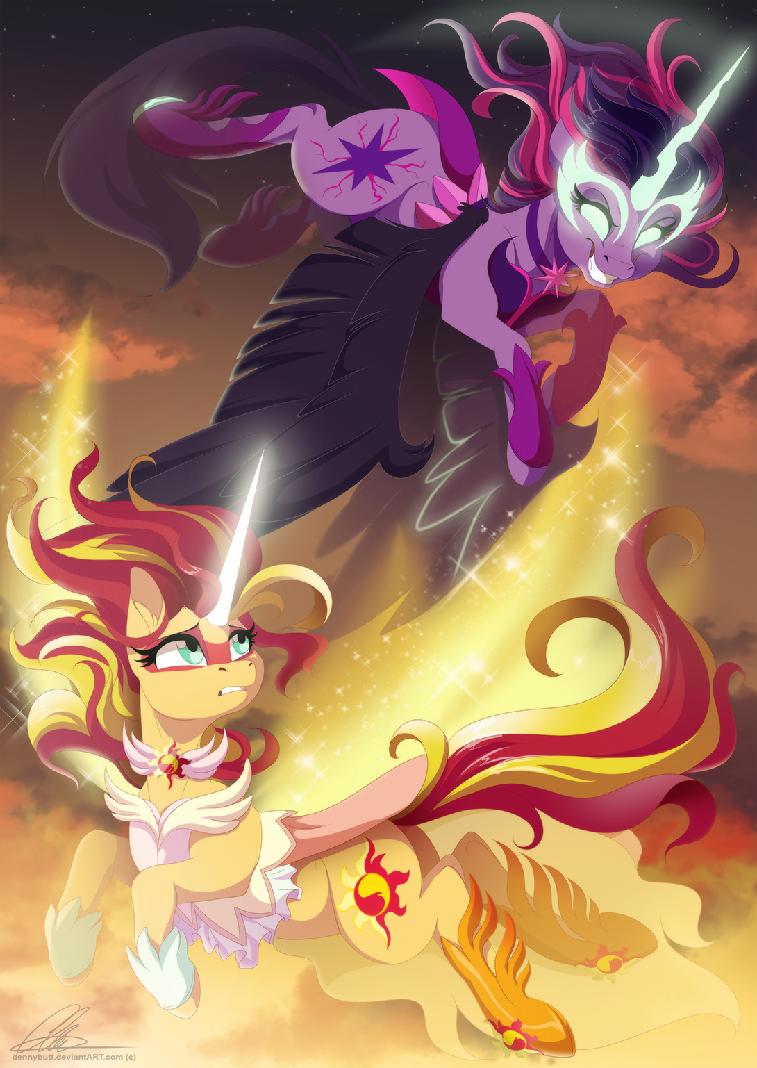 sunset shimmer and twilight sparkle (equestria girls) drawn by dennyvixen - Bronibooru