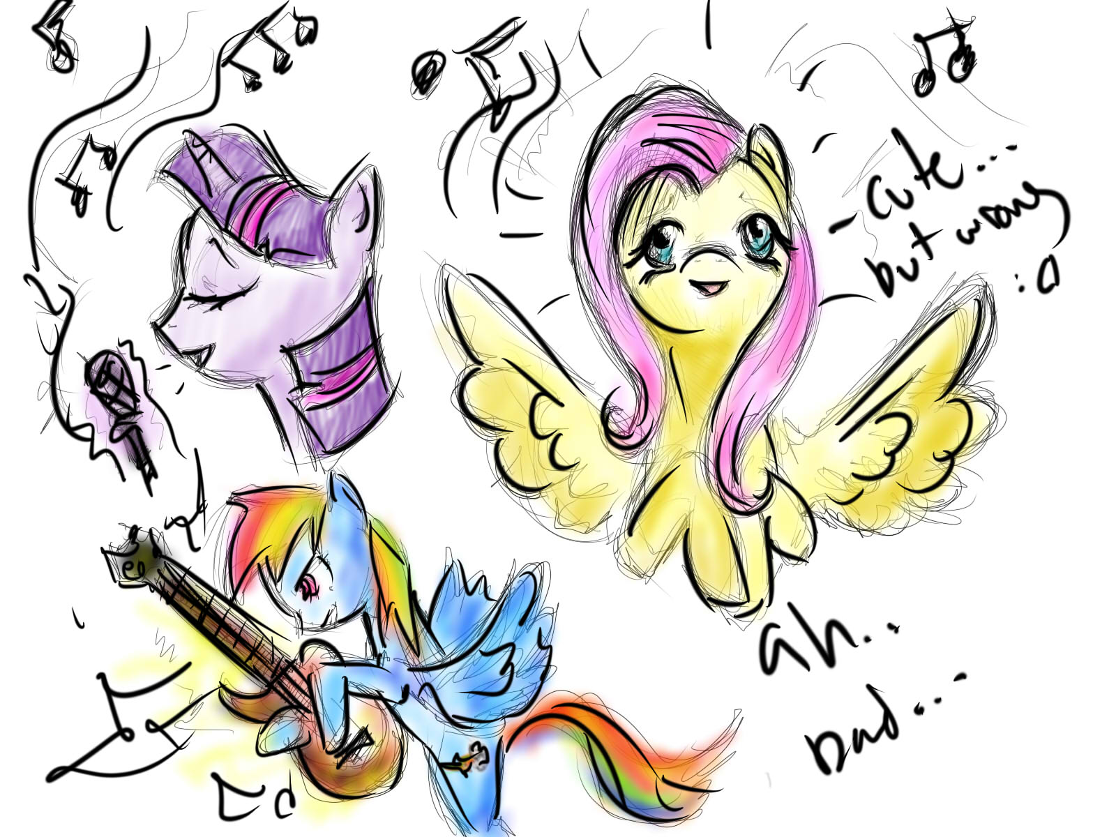 fluttershy, rainbow dash, and twilight sparkle drawn by mysterious44 - Bronibooru