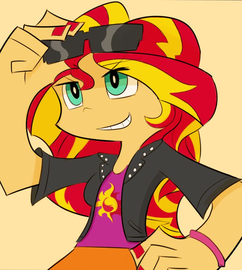 sunset shimmer (equestria girls and panty and stocking with garterbelt) drawn by allthebitz ...