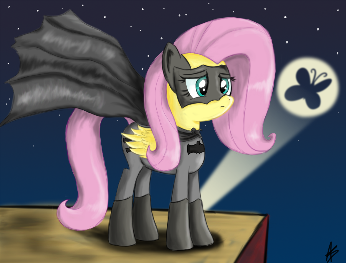 batman and fluttershy drawn by ohthatandy - Bronibooru