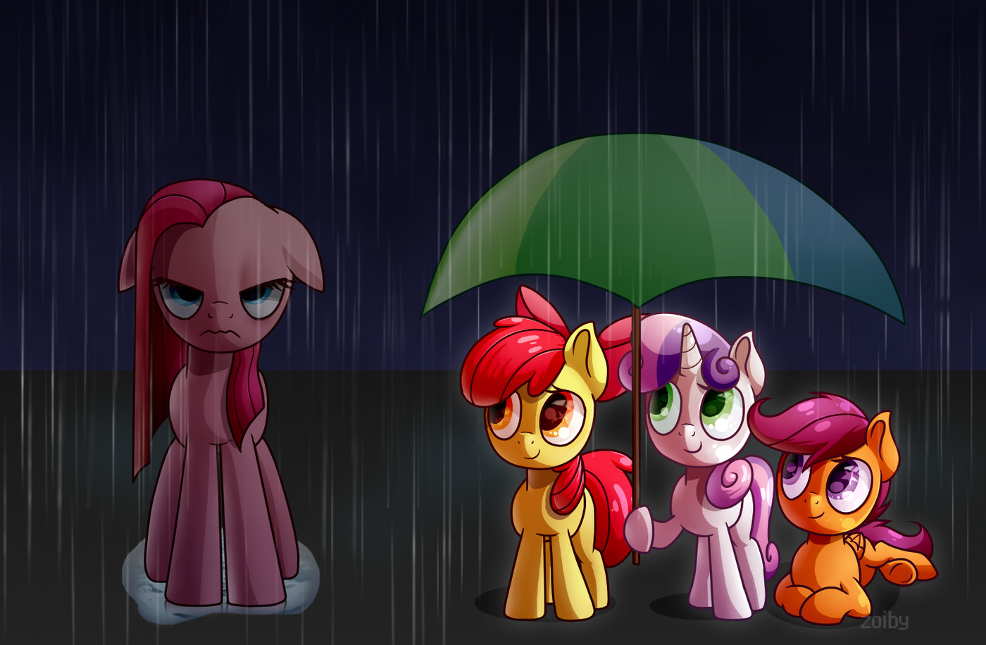 apple bloom, cutie mark crusaders, pinkie pie, scootaloo, and sweetie belle drawn by zoiby ...