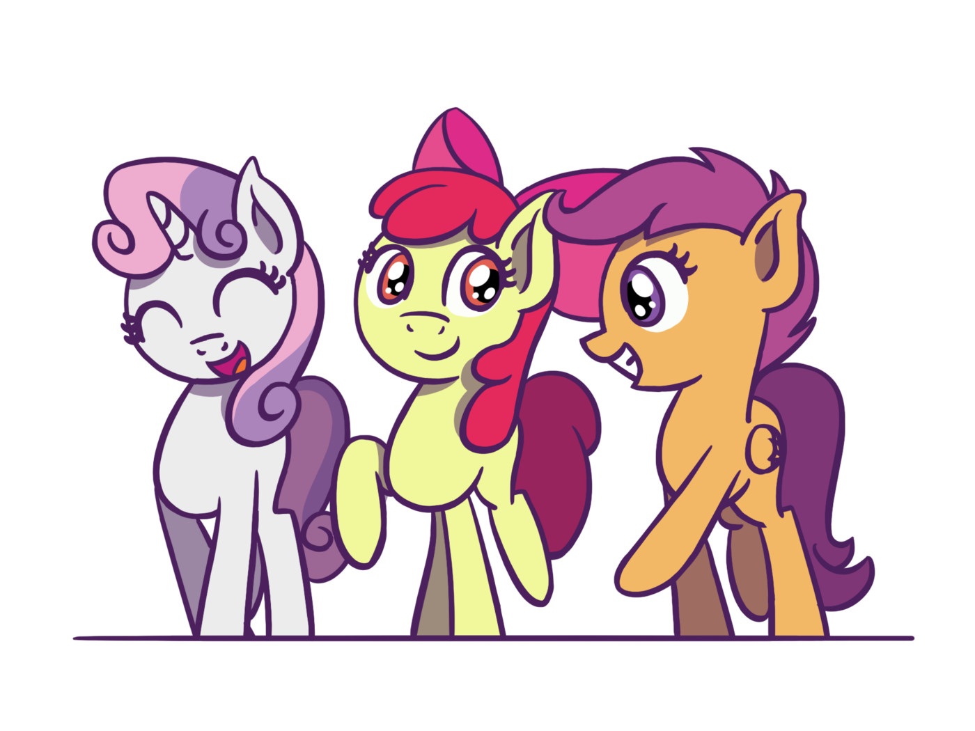 apple bloom, cutie mark crusaders, scootaloo, and sweetie belle drawn by flutterluv - Bronibooru