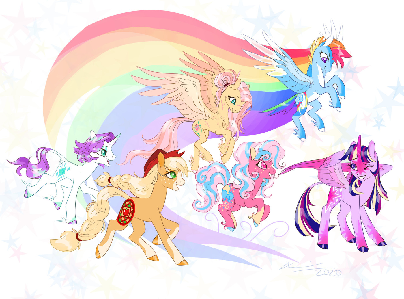 applejack, fluttershy, main six, pinkie pie, princess twilight, and others drawn by fat-bot ...