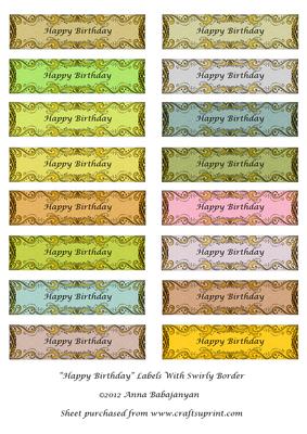 Happy Birthday Labels with Swirly Border - CUP317806_96 | Craftsuprint