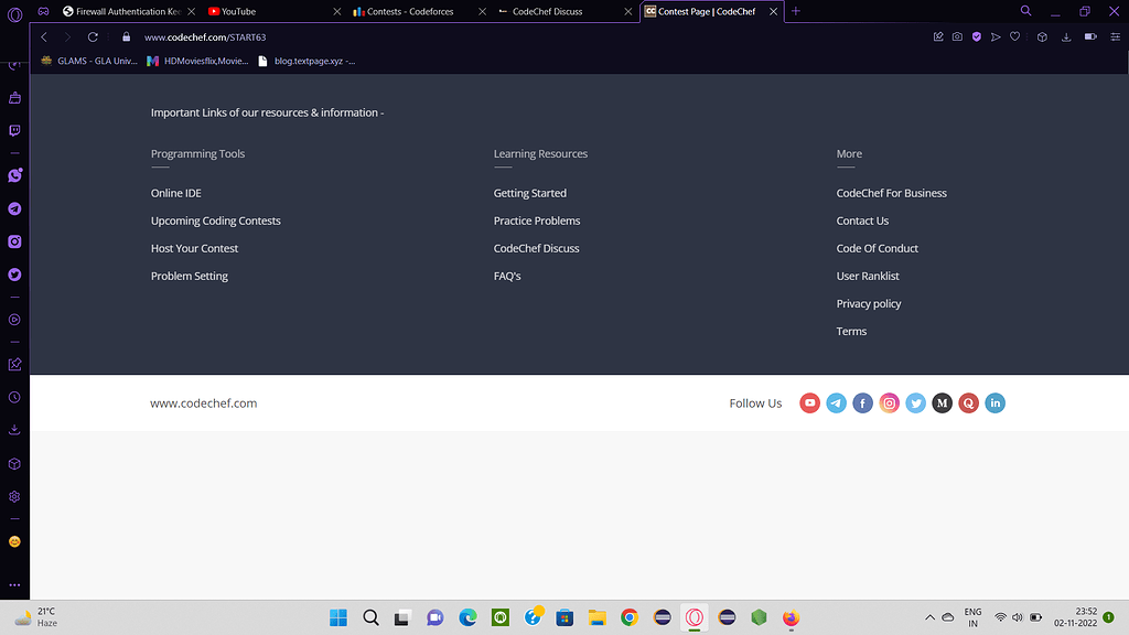 Unable To Open Contest Page Also Try Diffrent Browser But Did Nt Work