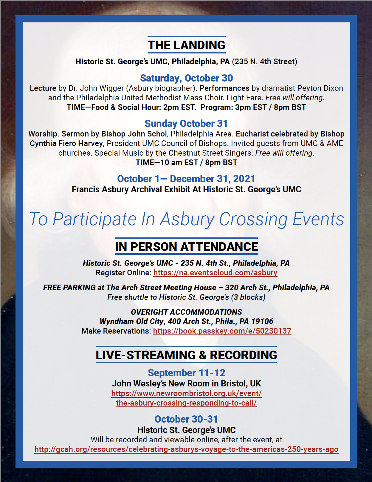 Celebrating Asbury s Voyage To The Americas 250 Years Ago GCAH