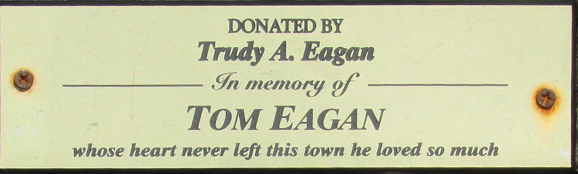 Tom Eagan - St. Stephen, New Brunswick - Dedicated Benches on Waymarking.com