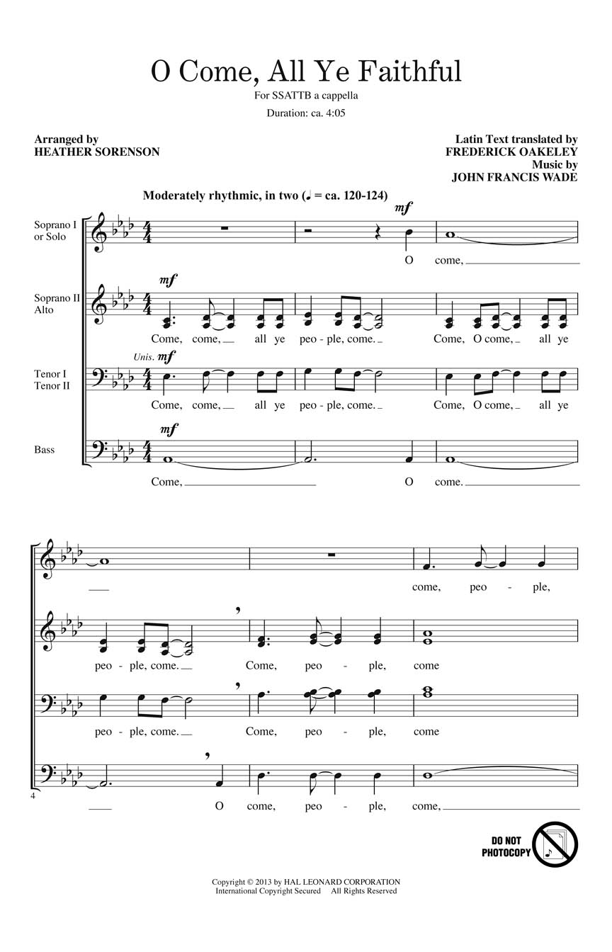 O Come All Ye Faithful Sheet Music by Heather Sorenson (SKU: 00116352 ...