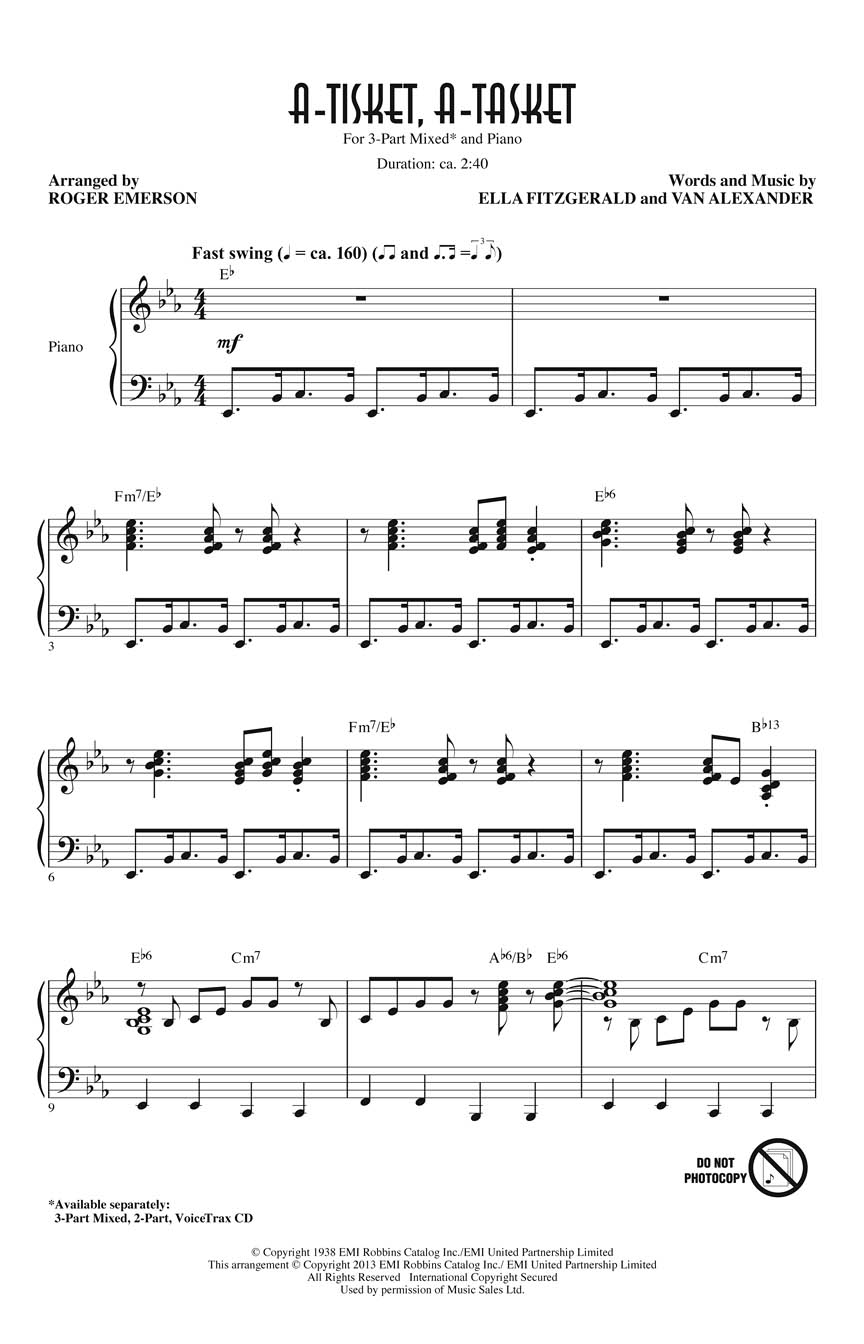 A-Tisket A-Tasket Sheet Music by Roger Emerson (SKU: 00120226 ...
