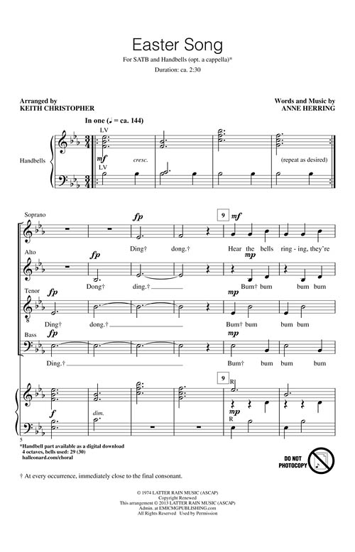 Easter Song Sheet Music by Anne Herring (SKU: 00121469) - Stanton's ...