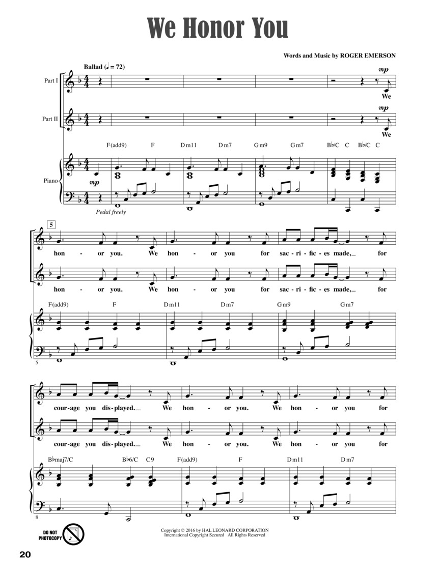 We Honor You Sheet Music by John Jacobson (SKU: 00225506) - Stanton's ...