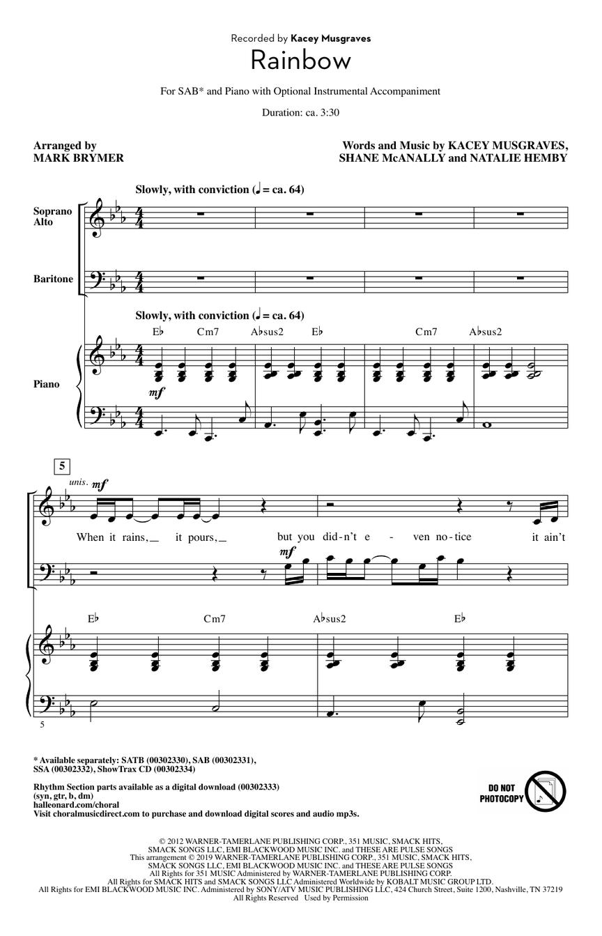 Rainbow Sheet Music by Mark Brymer (SKU: 00302331) - Stanton's Sheet Music