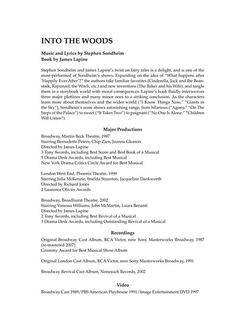 Into The Woods (Broadway Revised Ed) Sheet Music by Stephen Sondheim ...
