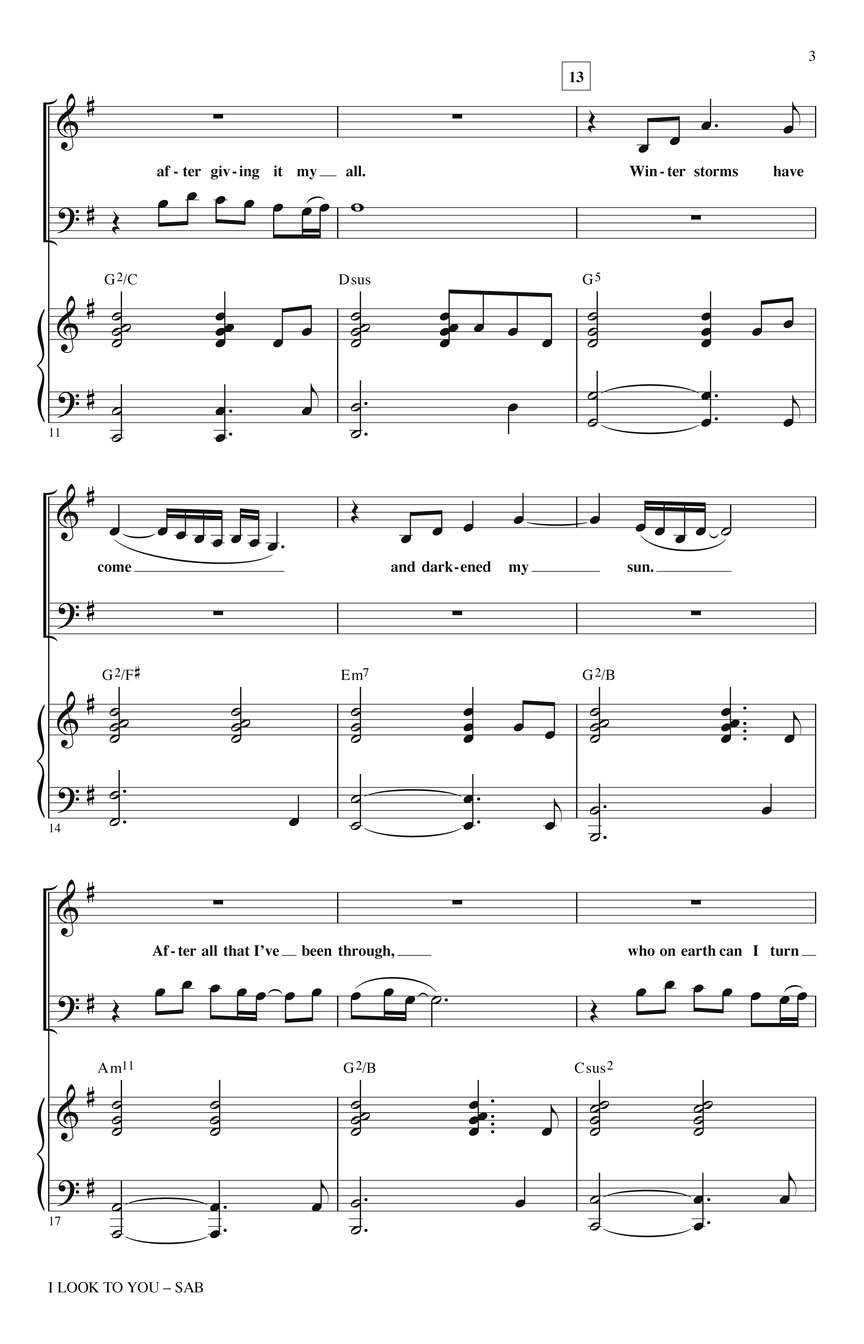 I Look To You Sheet Music by Mark Brymer (SKU: 08202818) - Stanton's ...