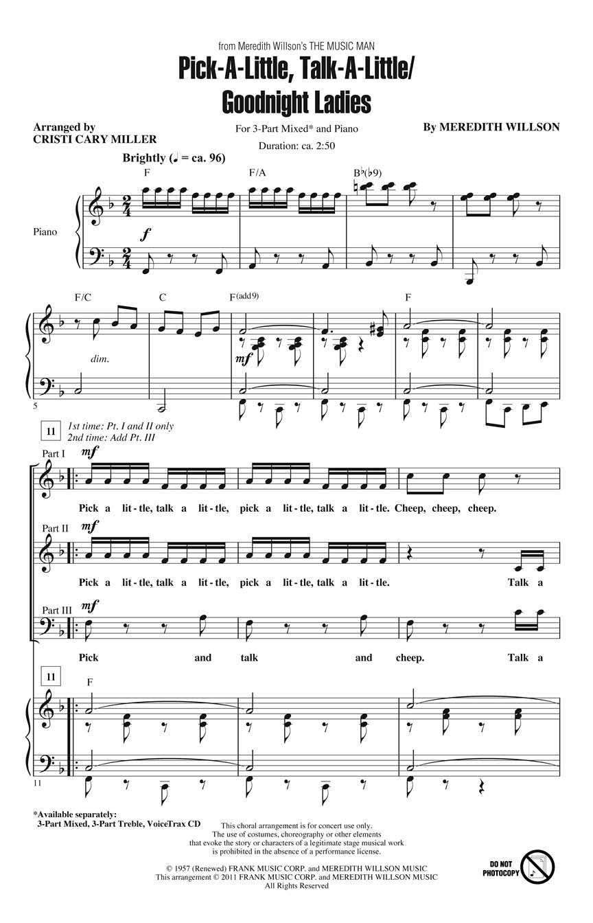 Pick-A-Little Talk-A-Little/Goodnight Ladies Sheet Music by Cristi Cary ...