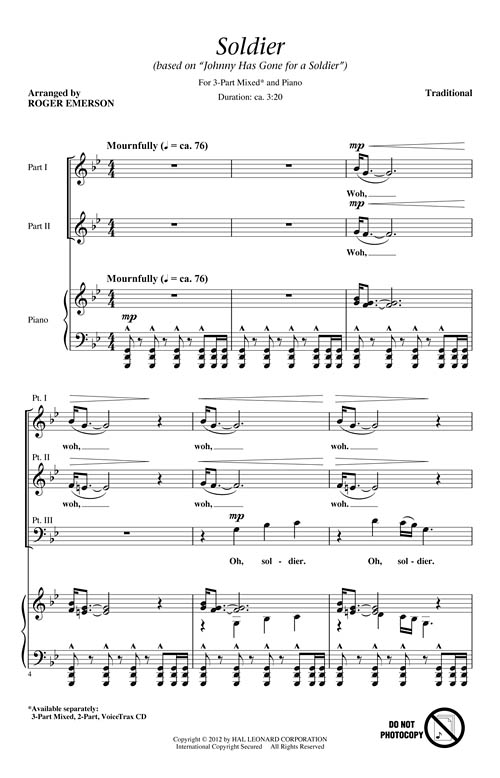 Soldier (Johnny Has Gone For A Soldier) Sheet Music by Roger Emerson ...