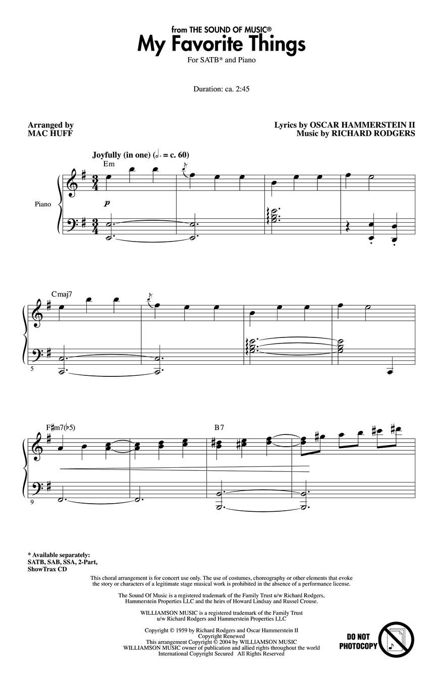 My Favorite Things (From Sound of Music) Sheet Music by Mac Huff (SKU ...