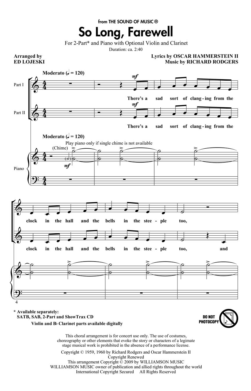 So Long Farewell Sheet Music by Rodgers/Hammerstein (SKU: 08621608 ...
