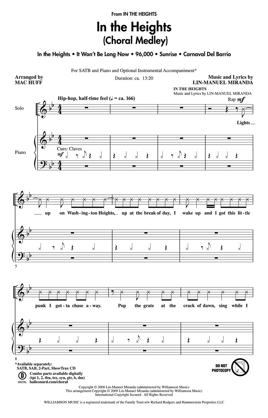 In The Heights (Choral Medley) Sheet Music by Lin-Manuel Miranda (SKU ...