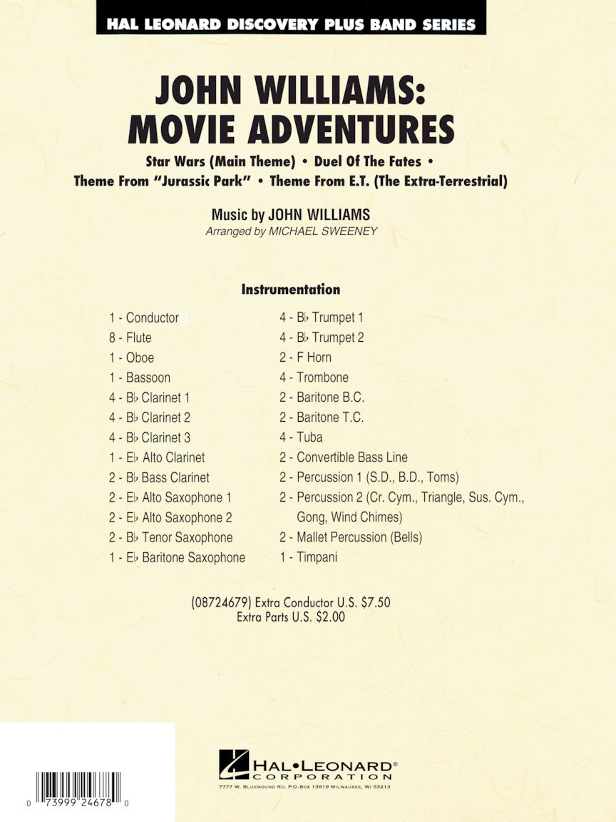 John Williams Movie Adventures Score Parts John Williams arr John Williams Movie Adventures Score Parts John Williams arr