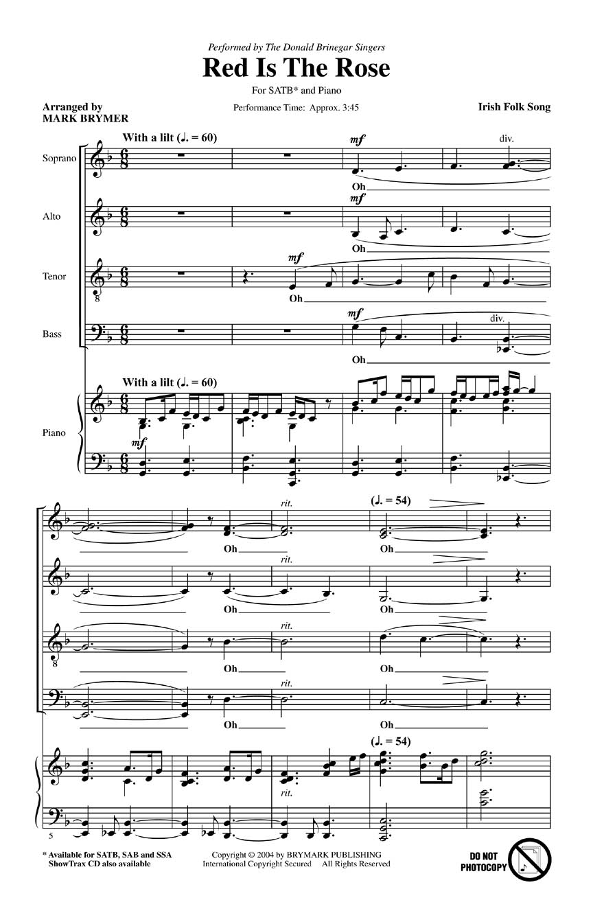 Red Is The Rose Sheet Music by Mark Brymer (SKU: 08744385) - Stanton's ...