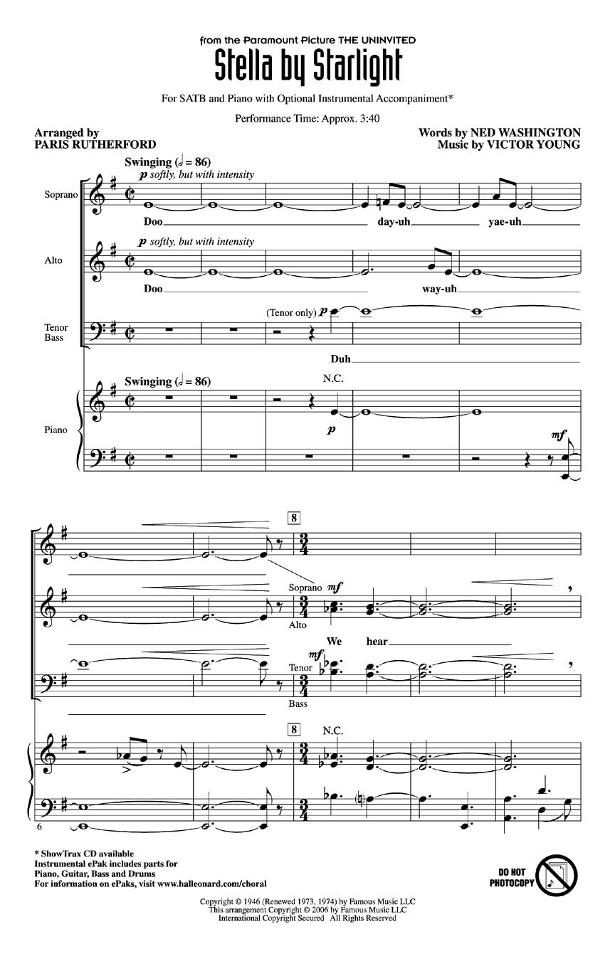 Stella By Starlight Sheet Music by Paris Rutherford (SKU: 08745568 ...