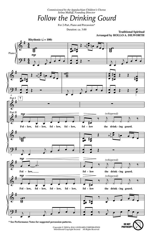 Follow The Drinking Gourd Sheet Music by Rollo Dilworth (SKU: 08748736 ...