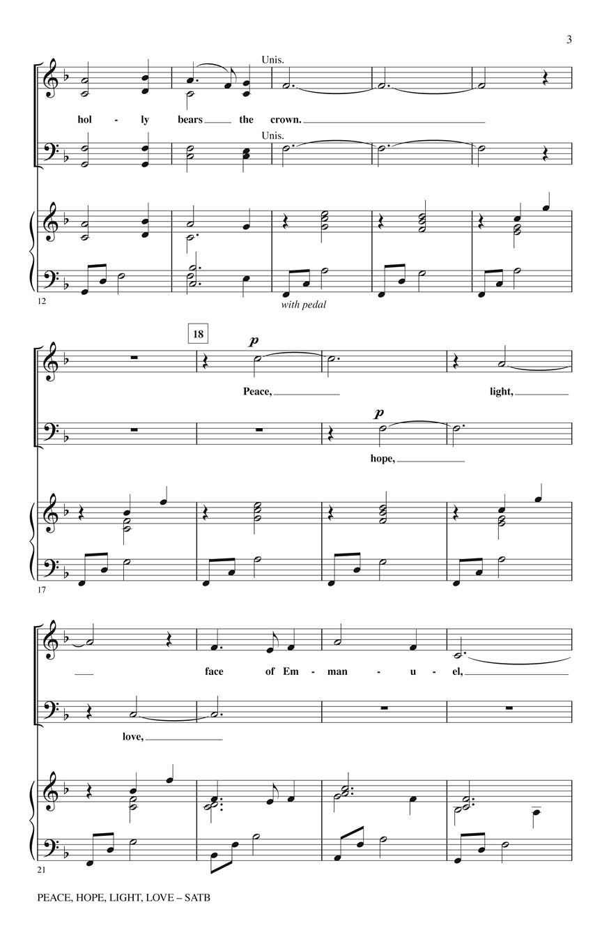 Peace Hope Light Love Sheet Music by John Purifoy (SKU: 08749618 ...