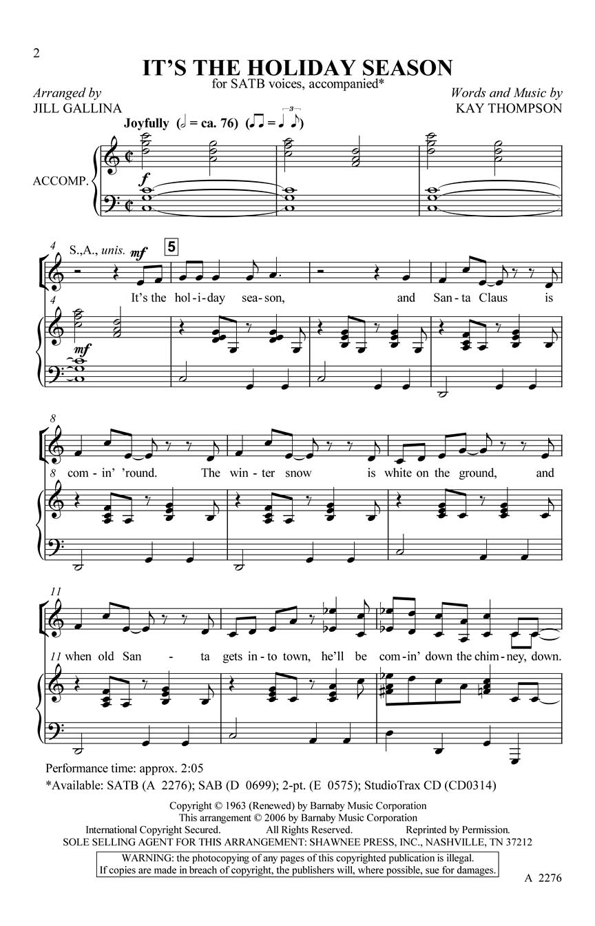 It's The Holiday Season Sheet Music by Jill Gallina (SKU: 35011186 ...