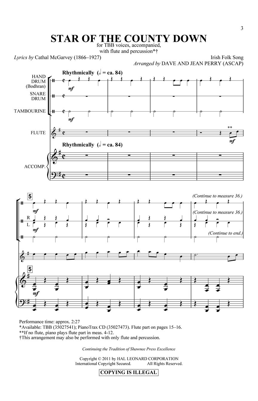 Star of The County Down Sheet Music by Perry/Perry (SKU: 35027541 ...