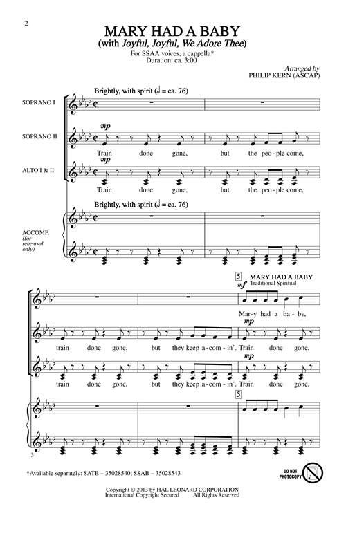 Mary Had A Baby Sheet Music by Philip Kern (SKU: 35028541) - Stanton's ...
