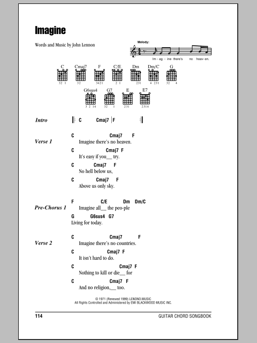 Imagine Sheet Music By John Lennon Lyrics Chords 81502 Imagine Sheet Music By John Lennon Lyrics Chords 81502