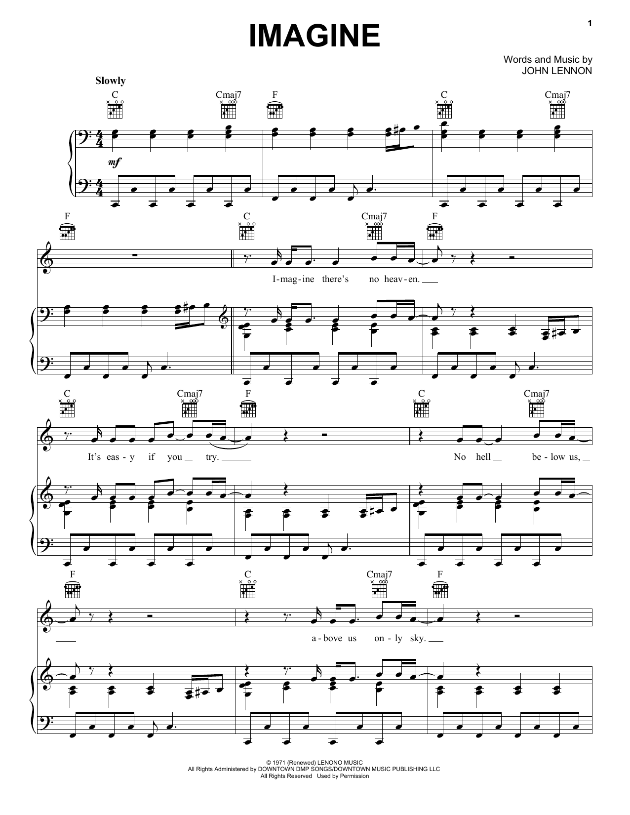 Imagine Sheet Music Direct Imagine Sheet Music Direct