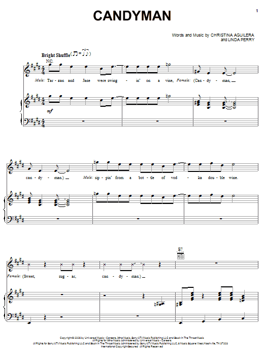Candyman Sheet Music By Christina Aguilera Piano Vocal Guitar Candyman Sheet Music By Christina Aguilera Piano Vocal Guitar
