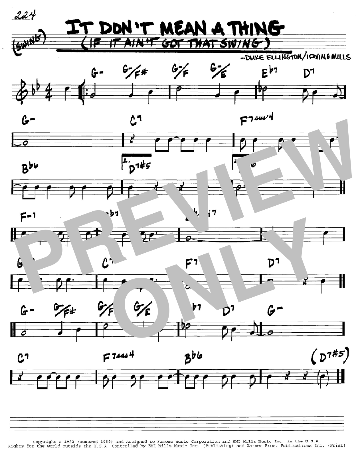 It Don t Mean A Thing If It Ain t Got That Swing Sheet Music By Duke