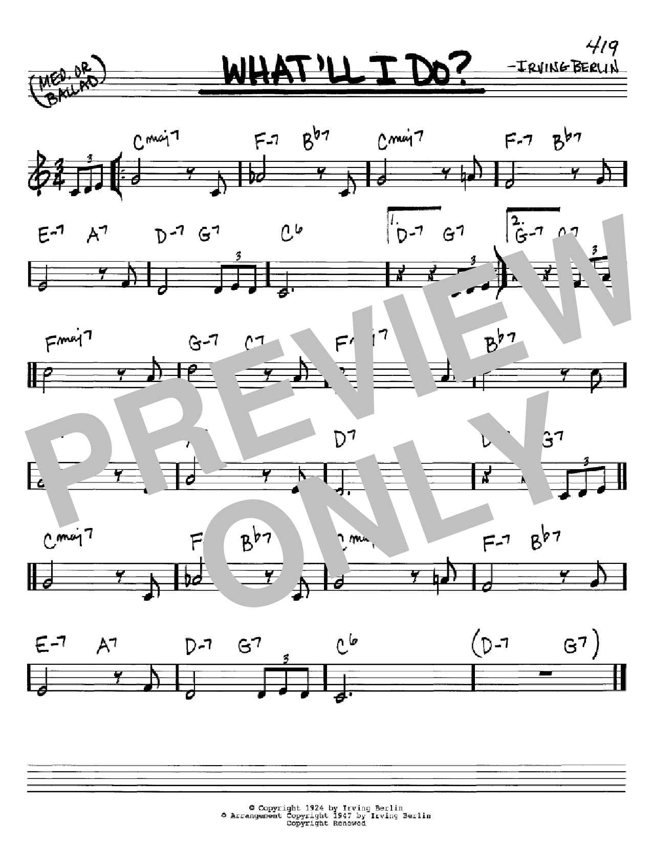 What ll I Do Sheet Music By Irving Berlin Real Book Melody Chords What ll I Do Sheet Music By Irving Berlin Real Book Melody Chords