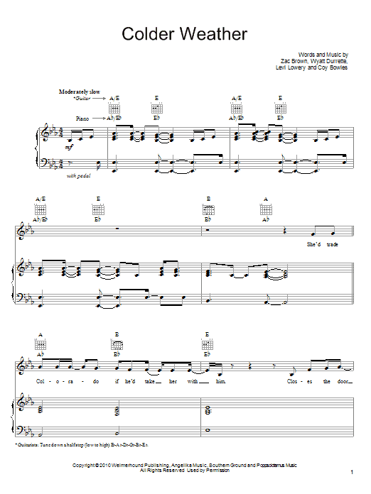 Colder Weather Sheet Music Direct