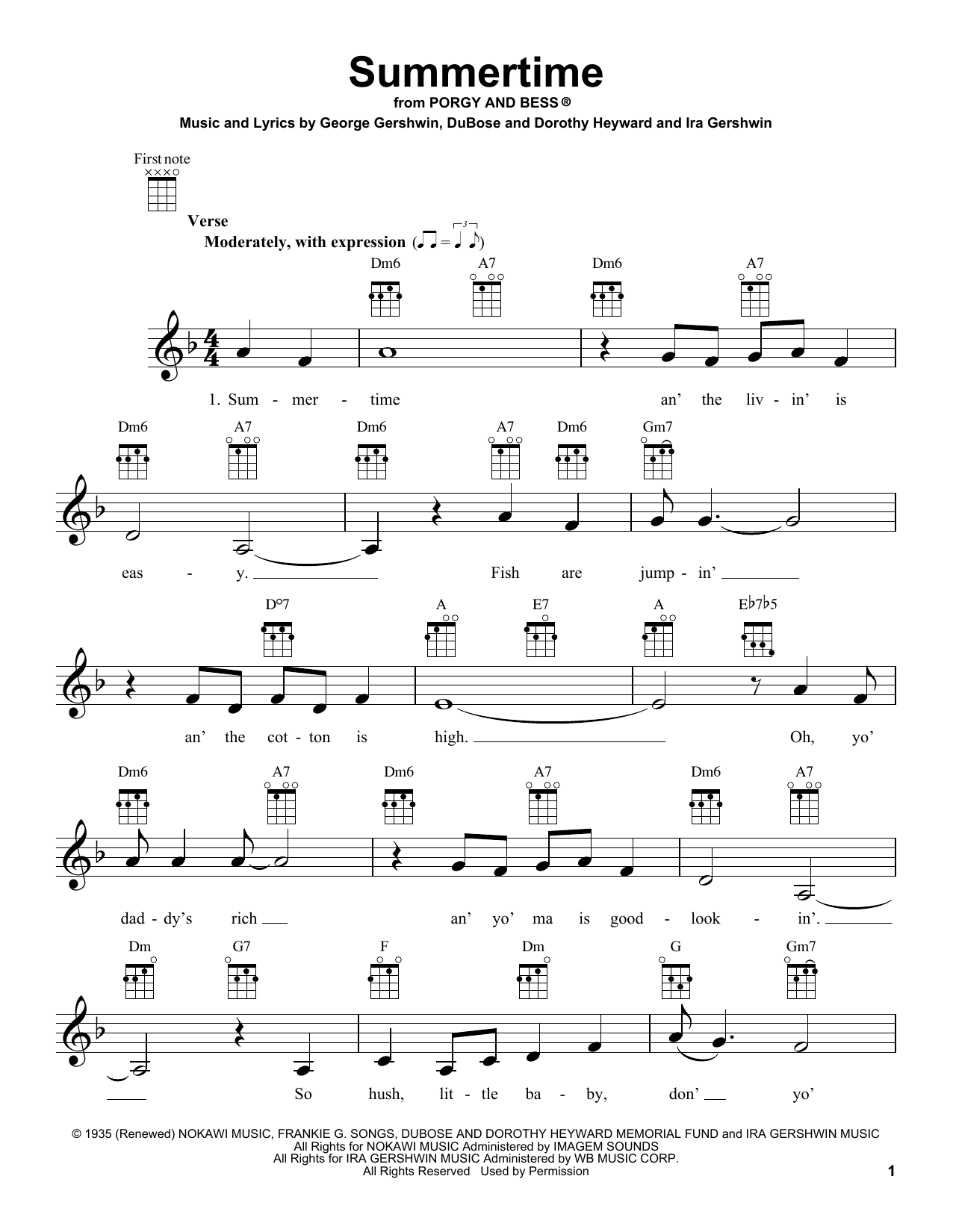 Summertime Sheet Music By George Gershwin Ukulele 160325 Summertime Sheet Music By George Gershwin Ukulele 160325