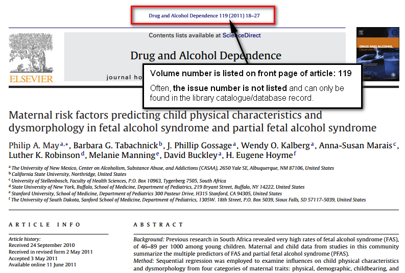 Finding Journal Volume Issue Numbers APA Style 6th Edition