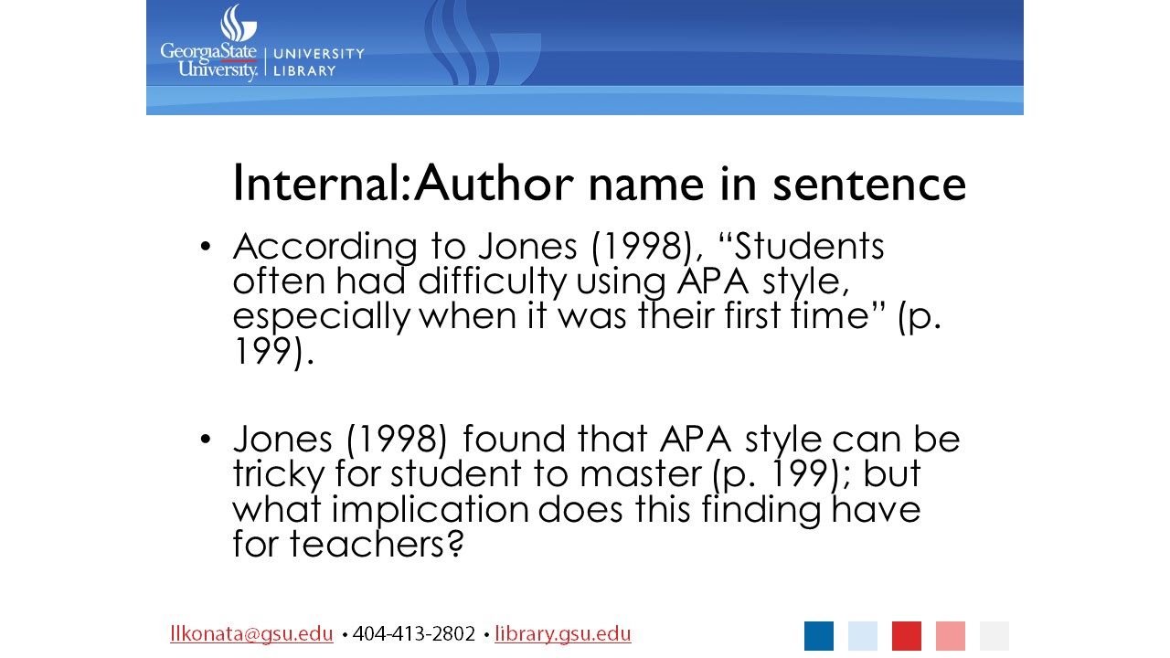 In Text Citations Citing While Writing Using APA GSU Library 