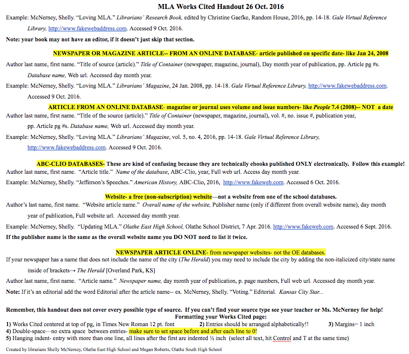 MLA Works Cited Citations LibGuides At Olathe District Schools